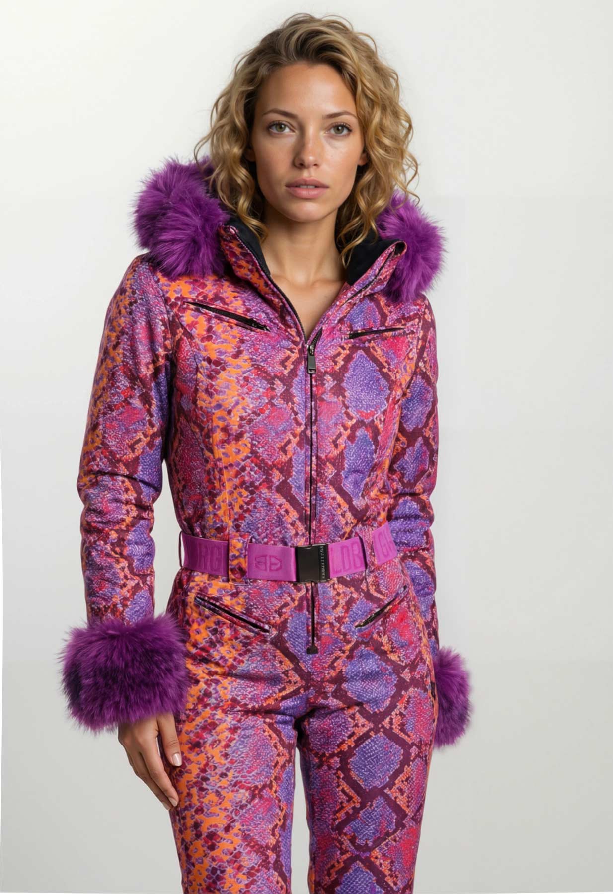 Goldbergh Women's Zafira One Piece Ski Suit in Pink Snake Print ...